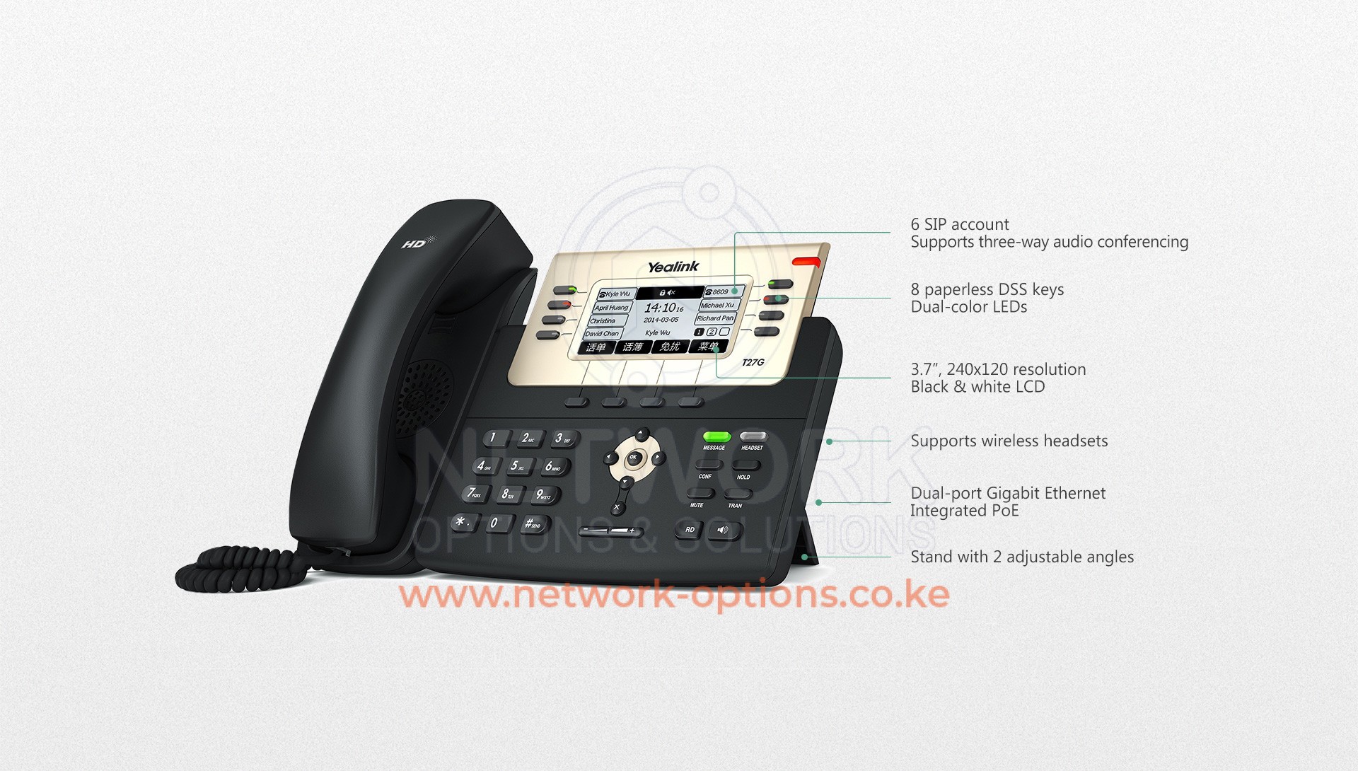 Yealink SIP-T27G Cost-effective multi-line IP Phone with 6 SIP Accounts ...