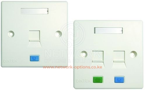 2 Port UK Style Angled Wall Plate With Shutter | Network Options ...