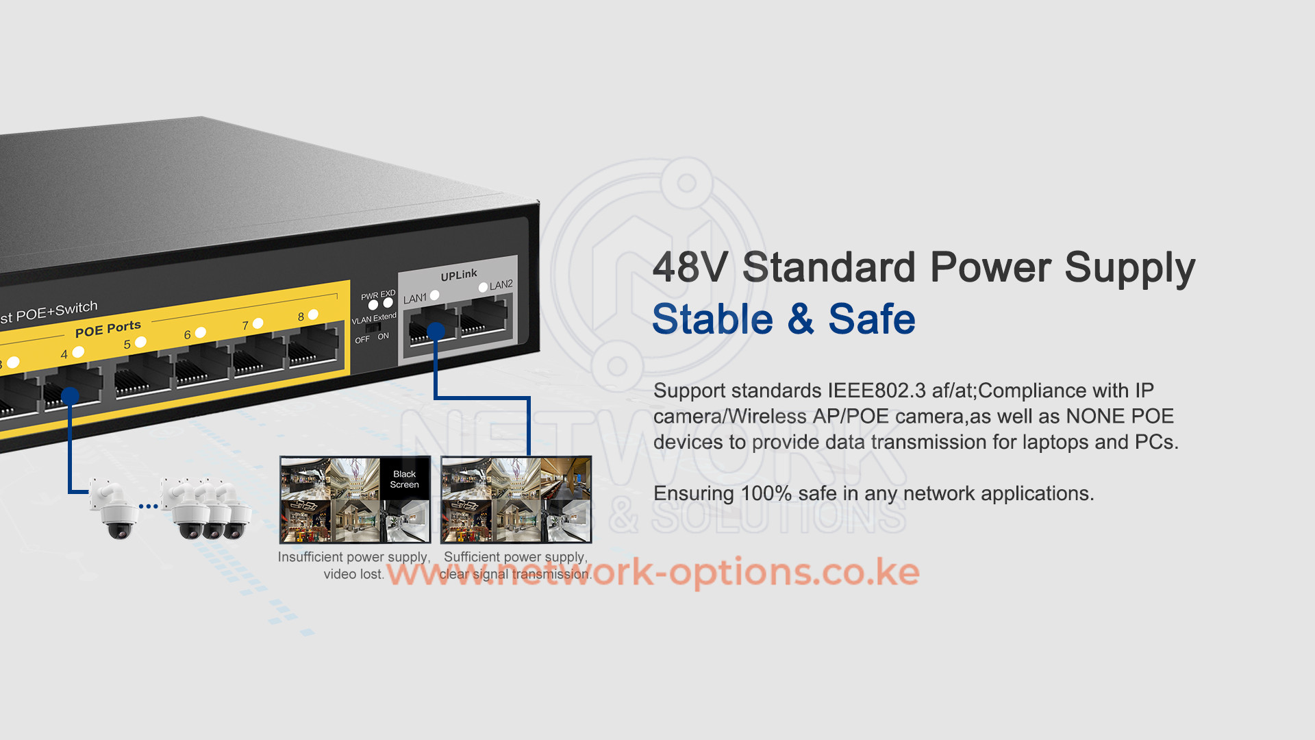 Netis P110GC 8 Port Gigabit PoE Switch | Network Options & Solutions Ltd